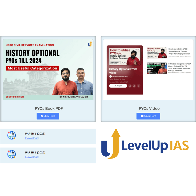 Download UPSC History Optional PYQs (2009-2024) - Free PDF & Video by Nikhil Sheth at LevelUp IAS